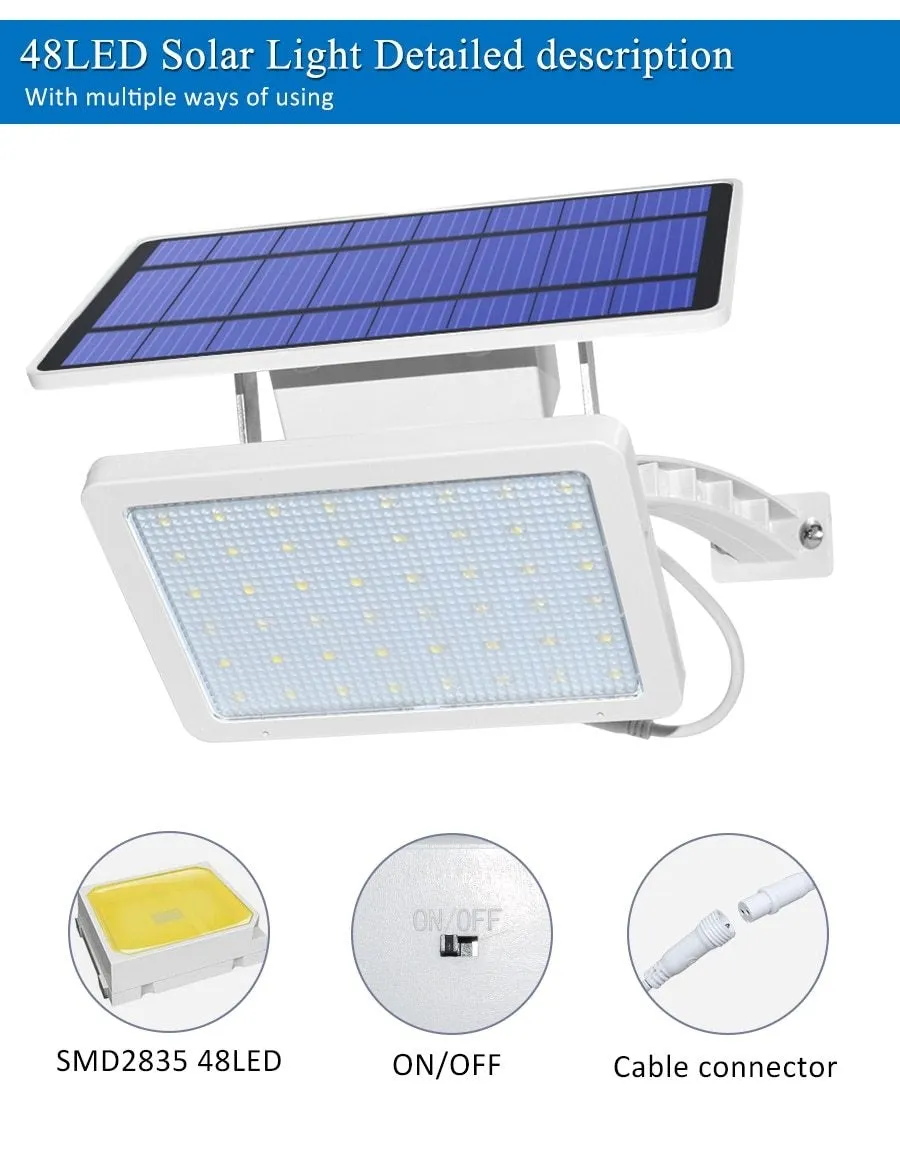 48 leds Solar Light Super Bright Adjustable Lighting Angle Outdoor ...