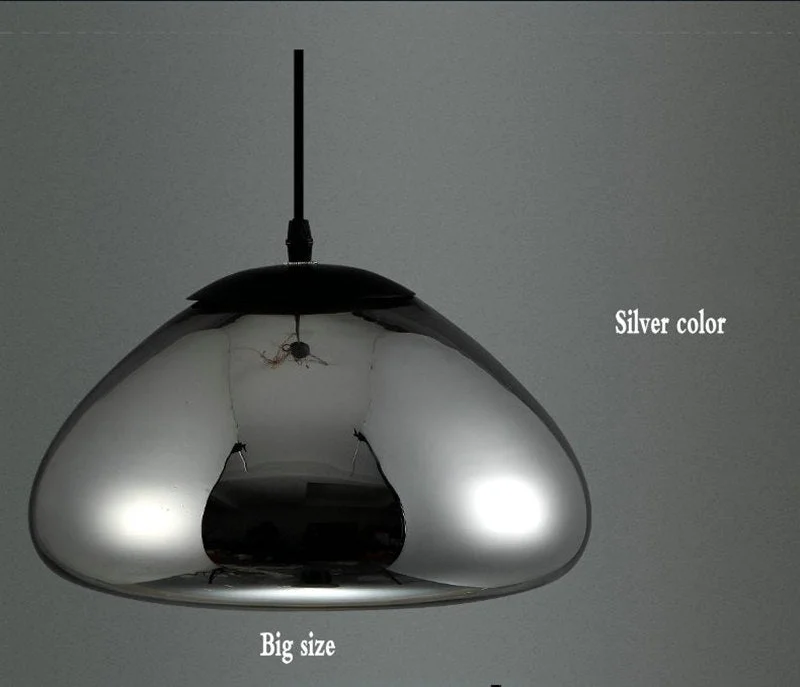 Modern Gold Bronze Sliver Shade Mirror Pendant Light E27 LED Glass ...