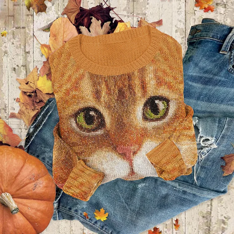 Vintage Cute Cats Fall Cozy Sweater