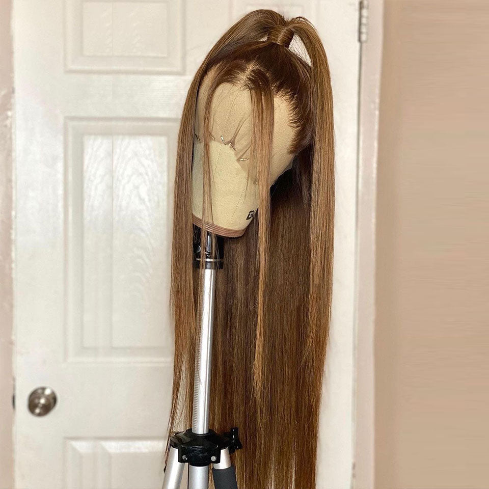Mix Color Straight Human Hair Lace Front Wig