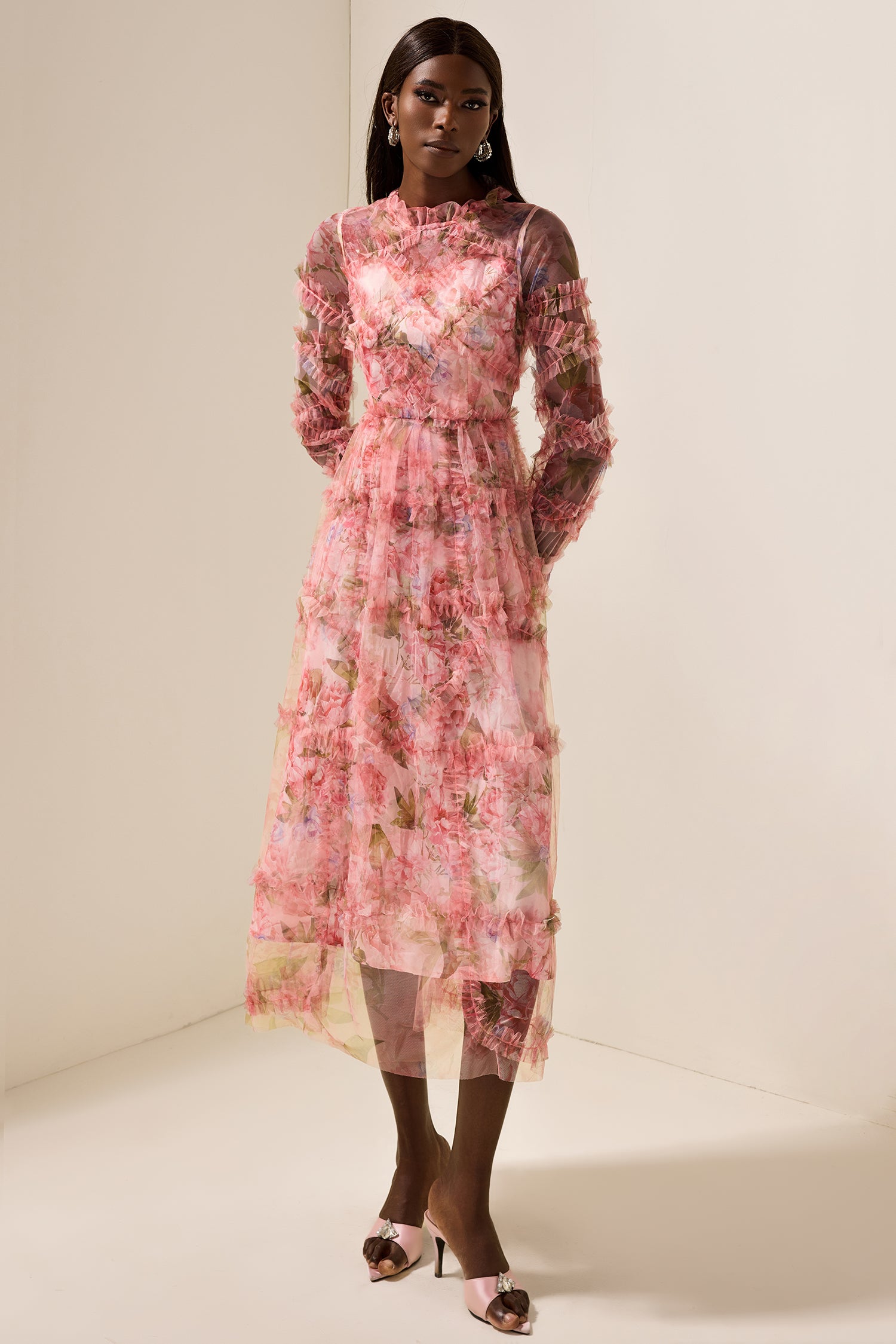 Floral Ruffle Tiered Midi Dress