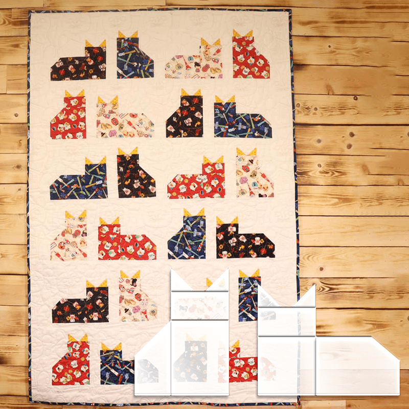 Floppy Ear Cat Quilt Template Set - With Instructions