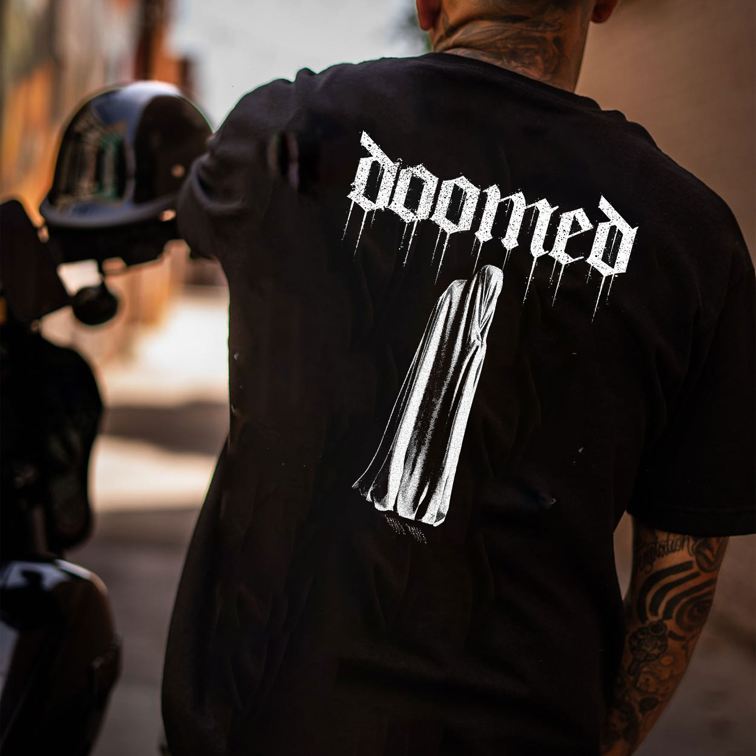 DOOMED Ghost at Midnight Black Print T-shirt