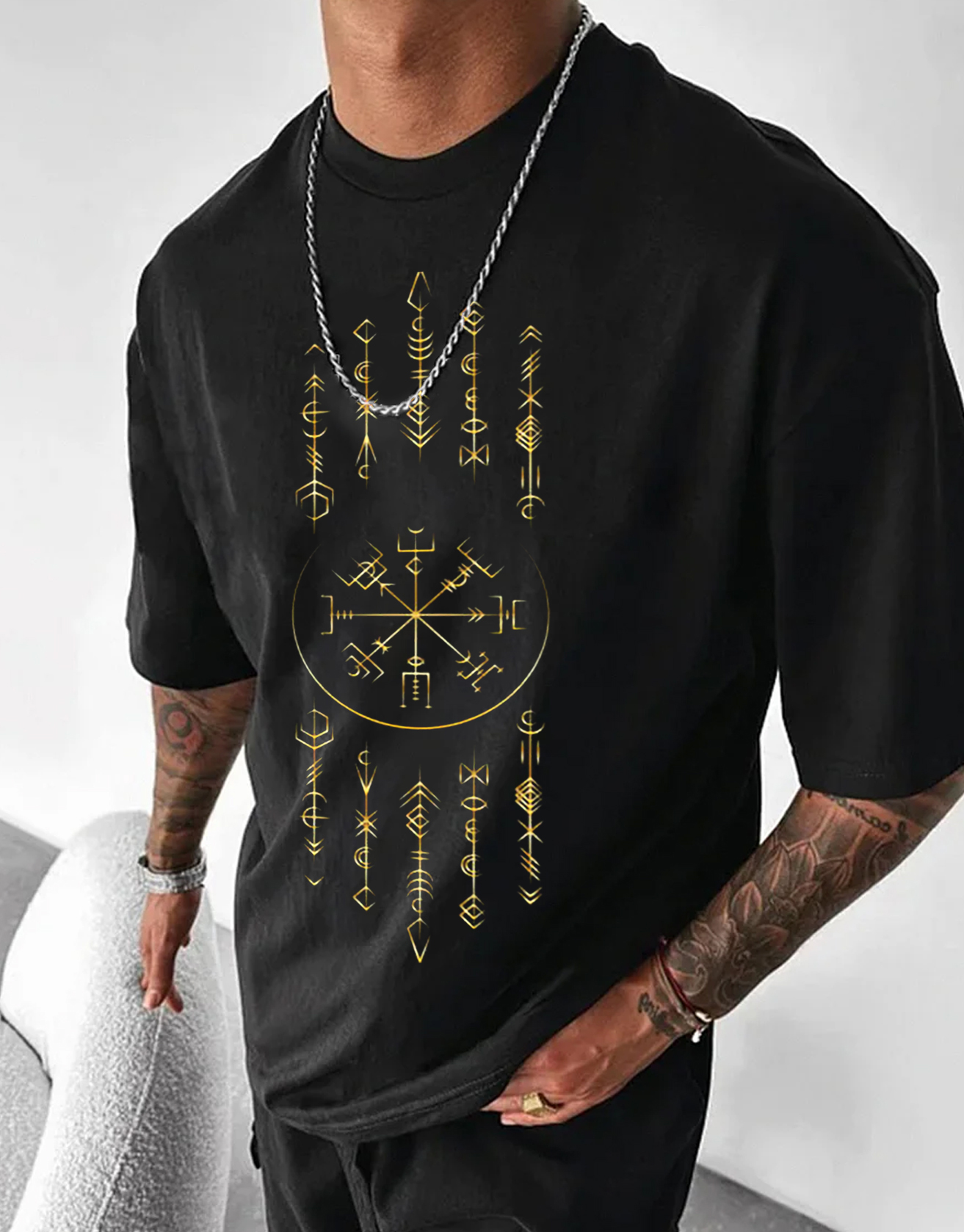 Techwear Shop Viking Rune Print Tshirt