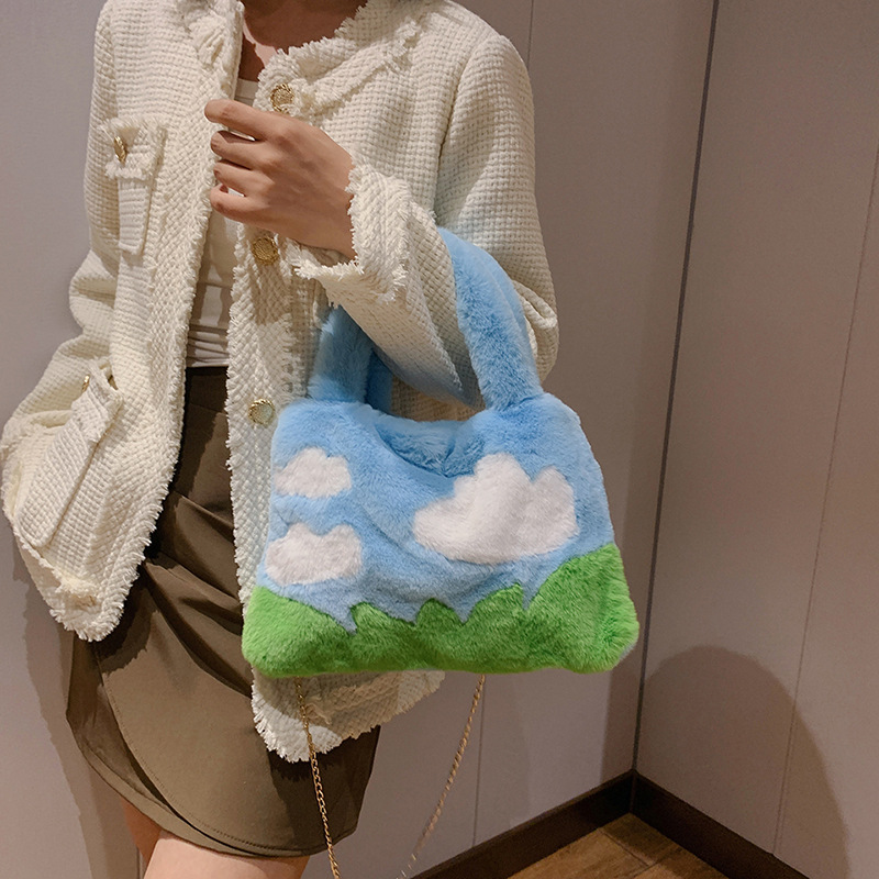 BLUE SKY WHITE CLOUDS PLUSH BAG