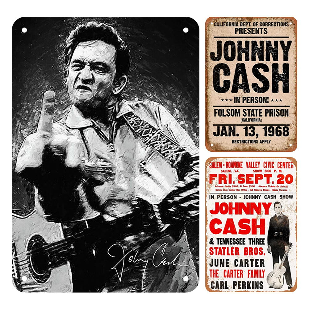 3PCS Johnny Cash - Vintage Metal Signs Set - 20*30cm - Music
