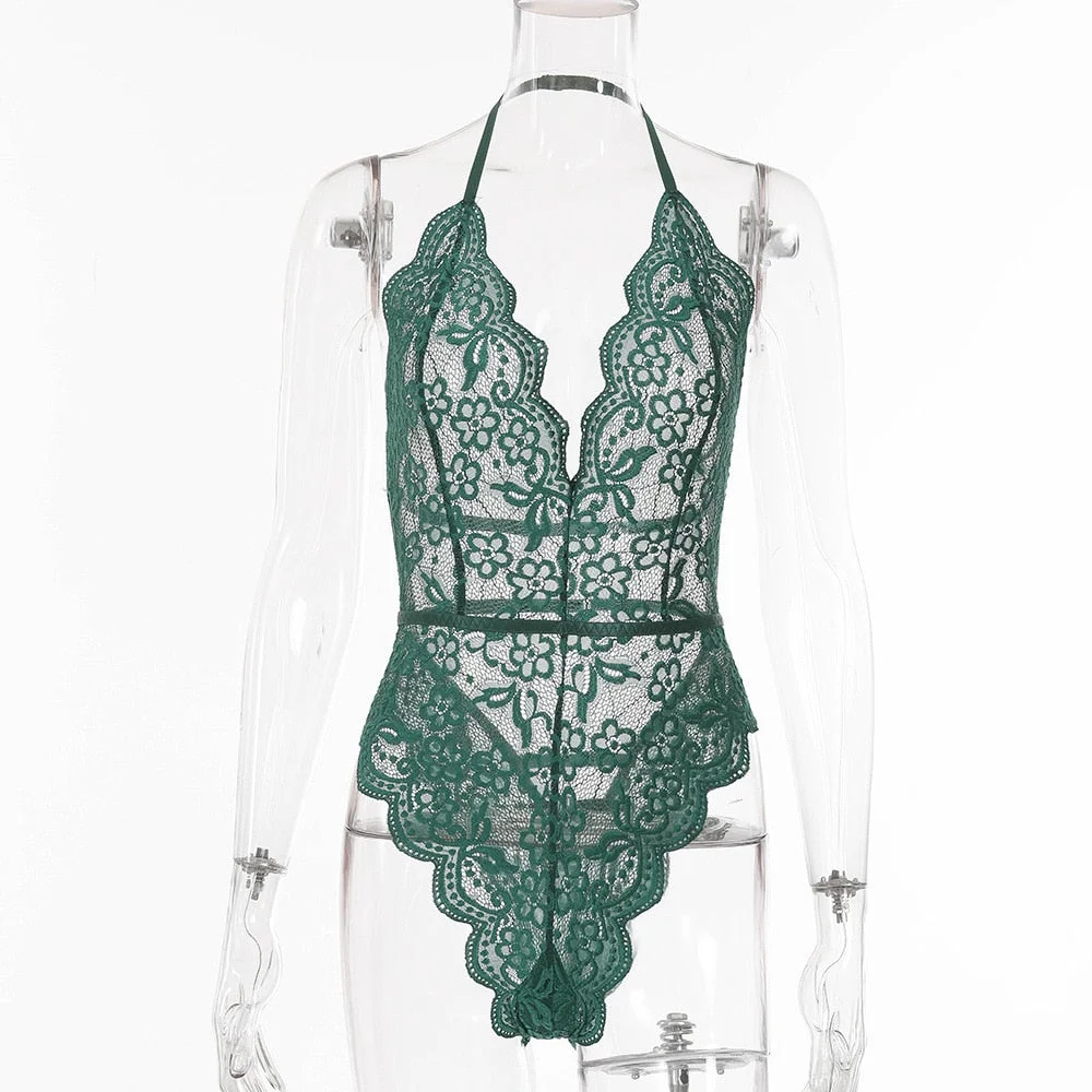 Rarove Backless Halter Lace Bodysuit Transparent Female Body Hot Sexy ...