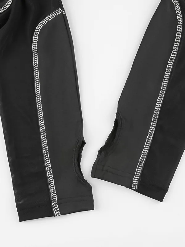 Gothic Dark Paneled See-through Long Sleeve Off Shoulder Midriff Sweatshirt