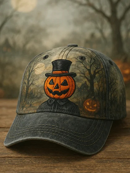 Halloween Evil Top Hat Pumpkin Print Hats