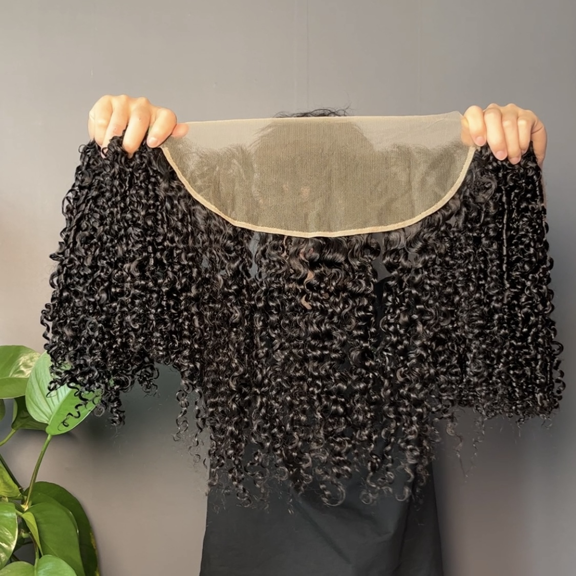 3PCS Double Drawn Pixie Curly Hair Bundles with Transparent lace Closure/Frontal 100% human hair