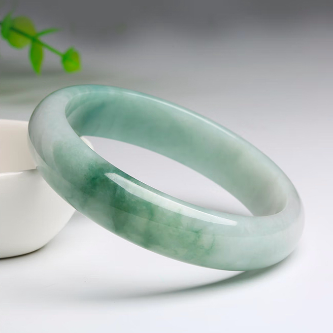 Exquisite Jade Bangle with Flower-Inspired Design – Premium Ice-Grade ...