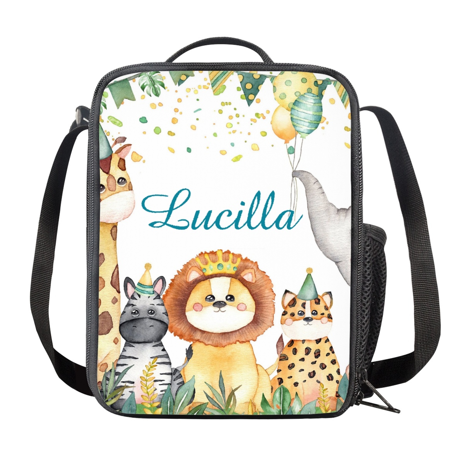 Custom Name Lunch Bag Personalised Cartoon Animals Lunch Box Gifts for Kids