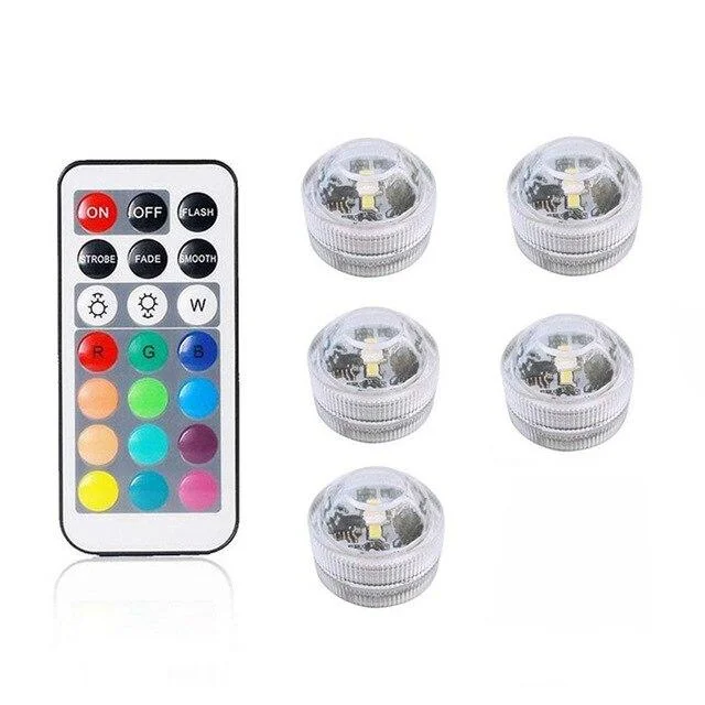 Battery Operated Waterproof RGB Submersible LED Light Underwater Night ...