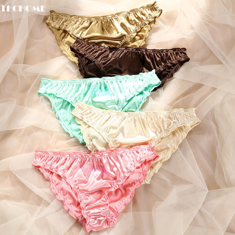 Billionm Sexy Letter Embroidered Briefs Satin Panties for Women Mid ...