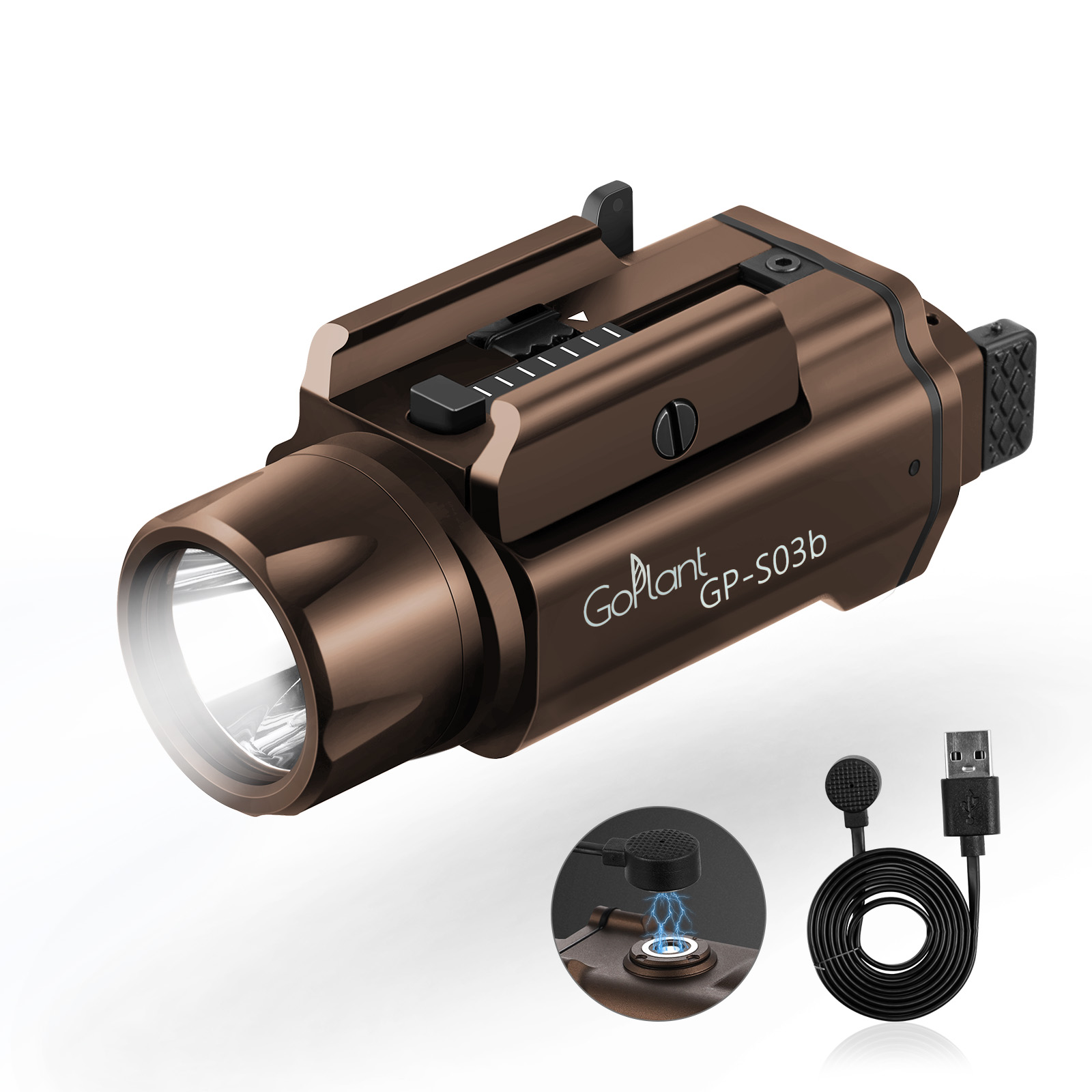 1750 Lumens Weapon Light Flashlight, Only Rechargeable LED White Light ...