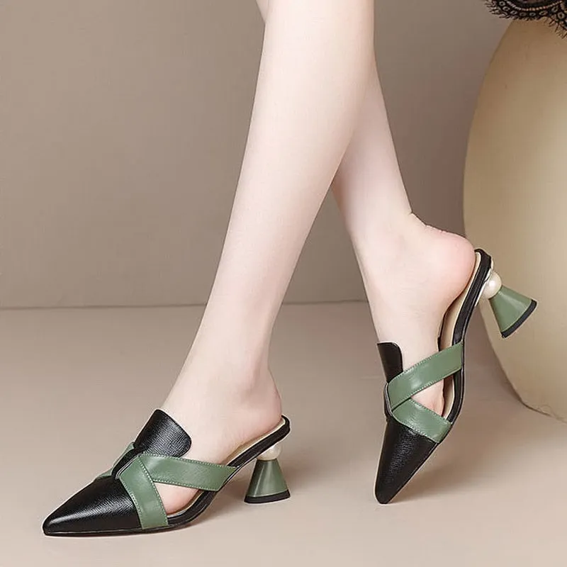 Close Pointed Toe Slippers Woman,High Heels Sides,Strange Heel Summer ...