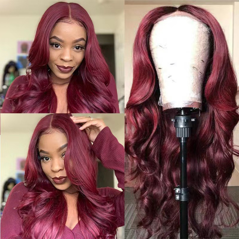 Middle-parted big wave full head long curly hair