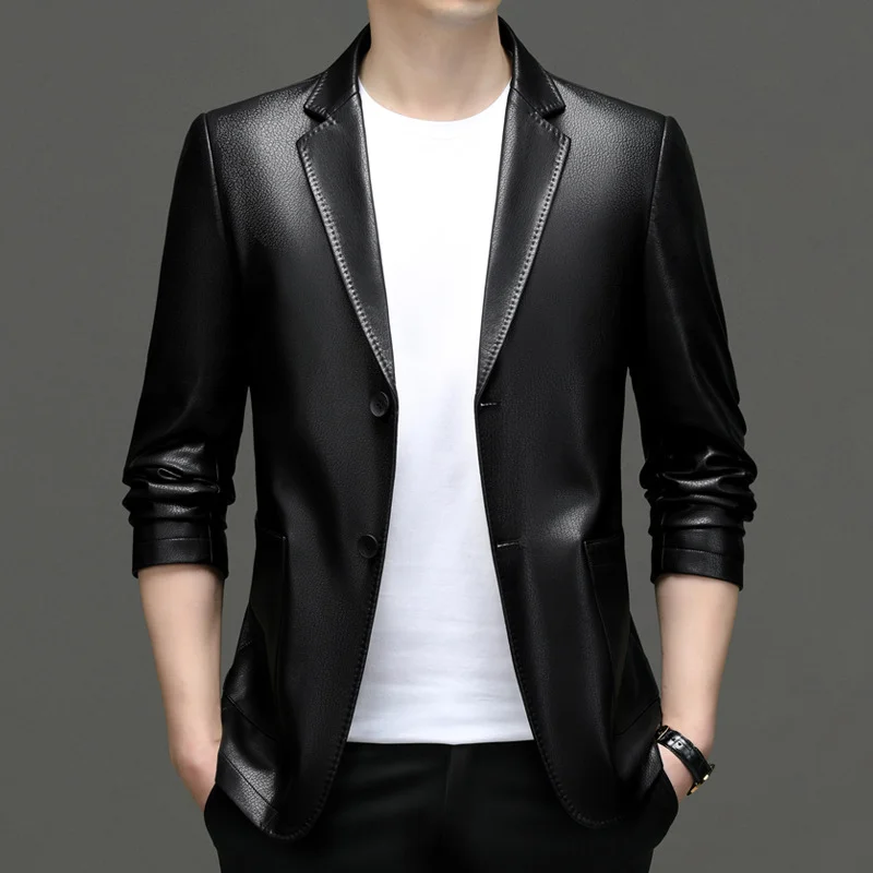 Men's leather suit jacket