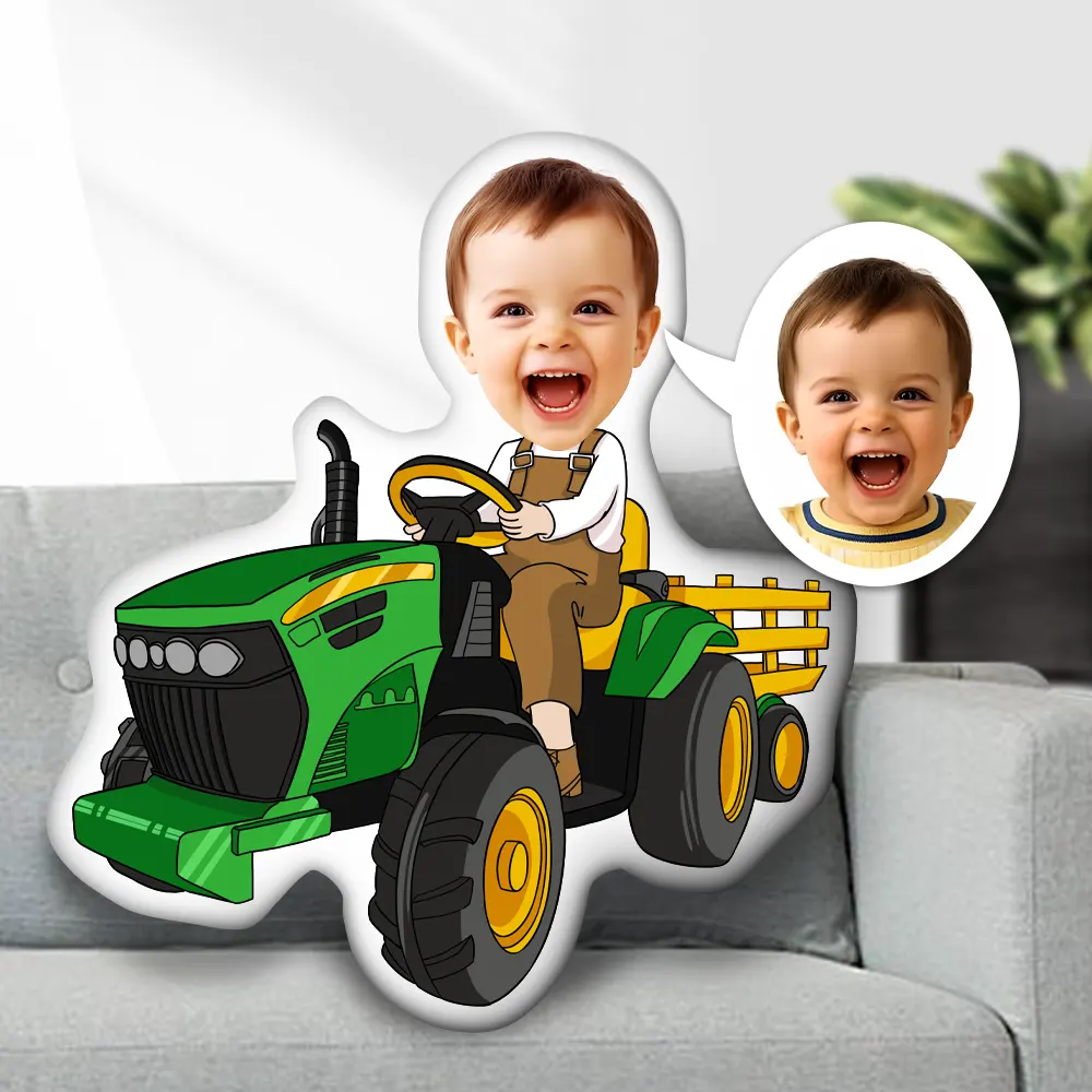Custom Photo Face Pillow , Boy Riding Truck Pillow, Face Picture Pillow ...