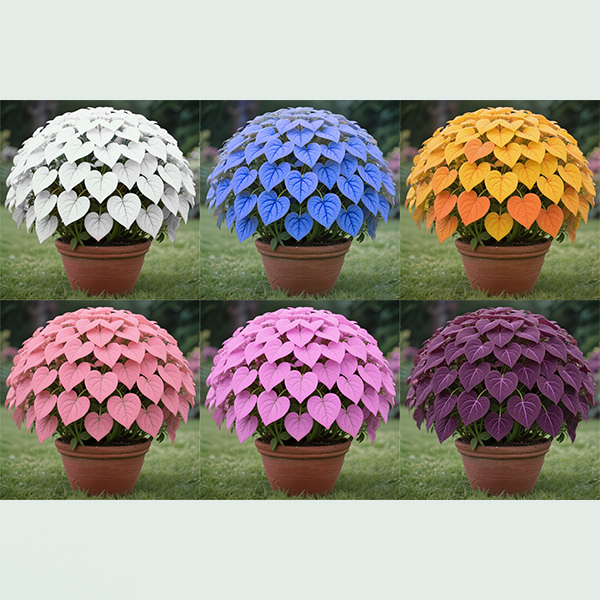 ️7-color love maple leaf potted plant bulb
