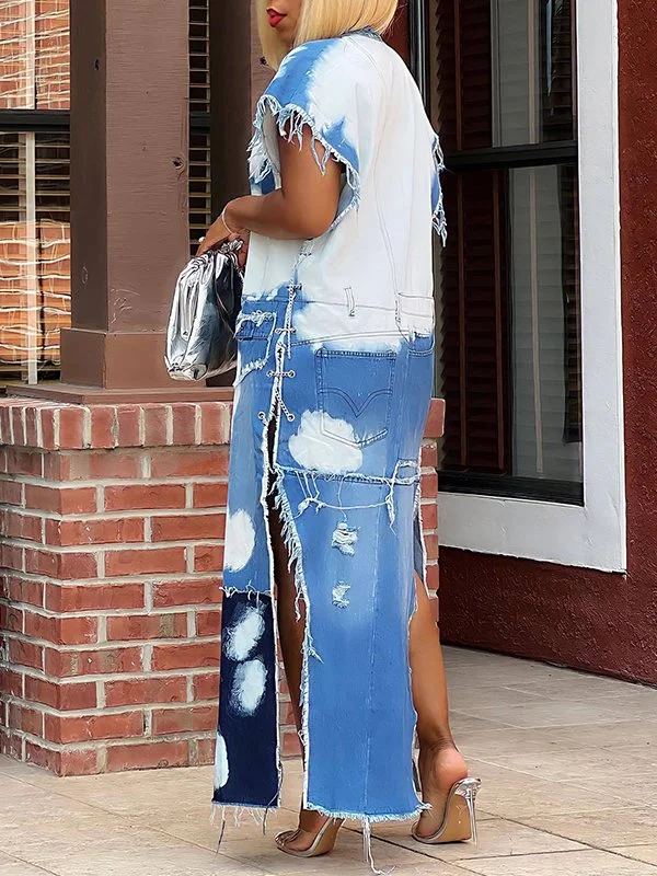 Distressed Denim Duster