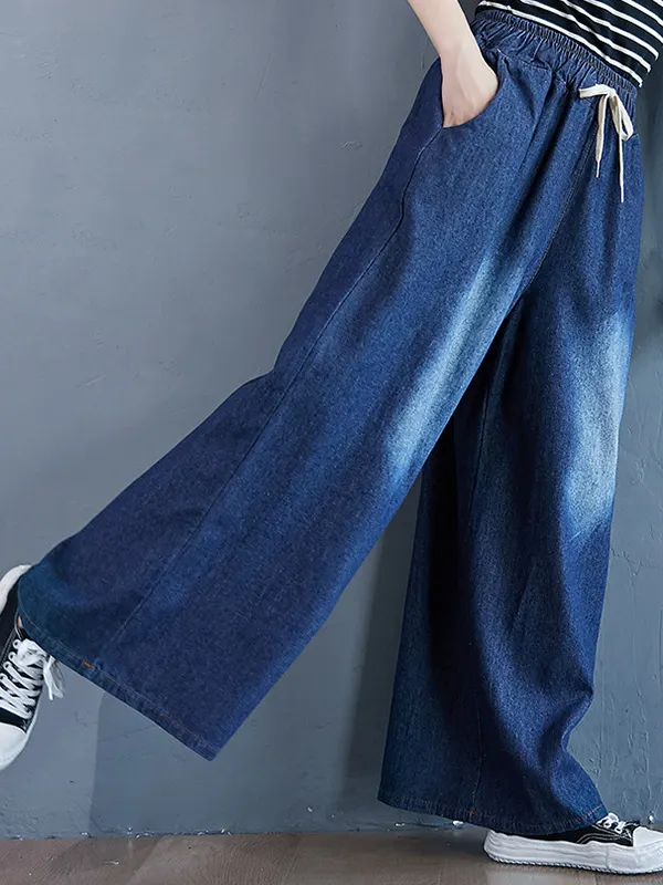 Chic Drawstring Wide-Leg Jeans for Effortless Style