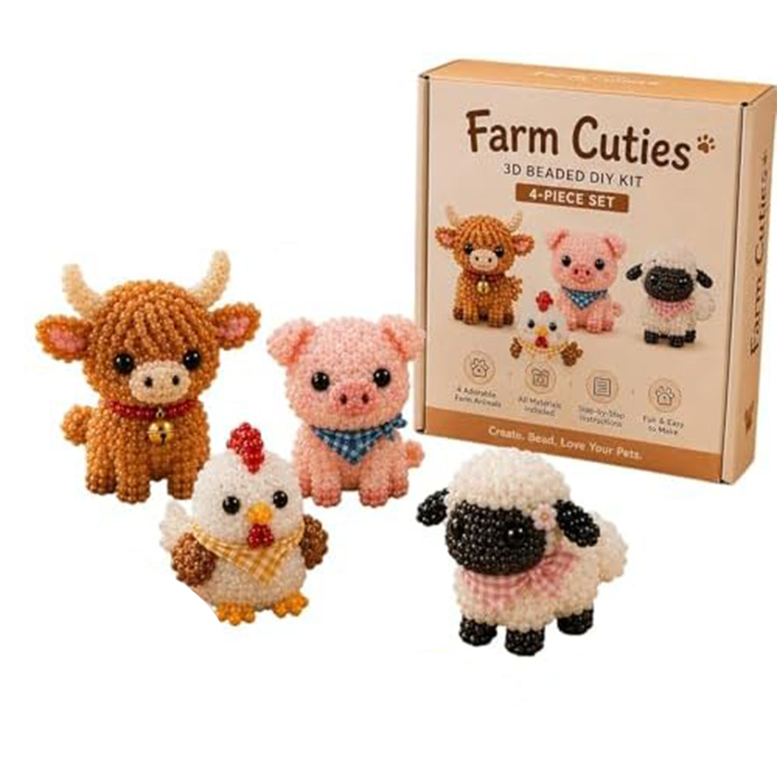 Farm Cute DIY Kit Creative Beaded Embroidery Kit for Beginners Gift