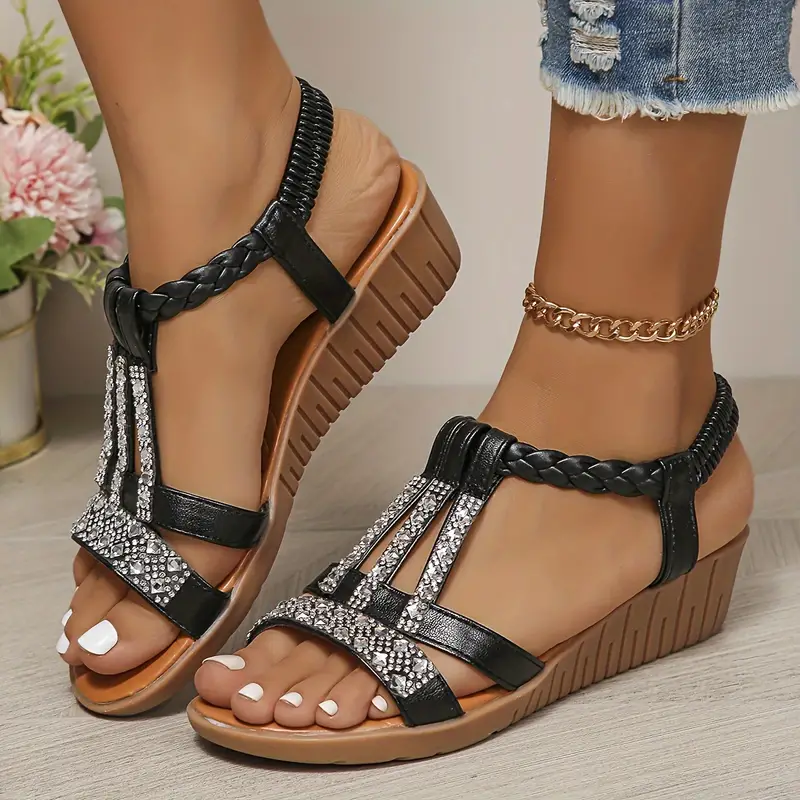 Women's Rhinestone Wedge Sandals