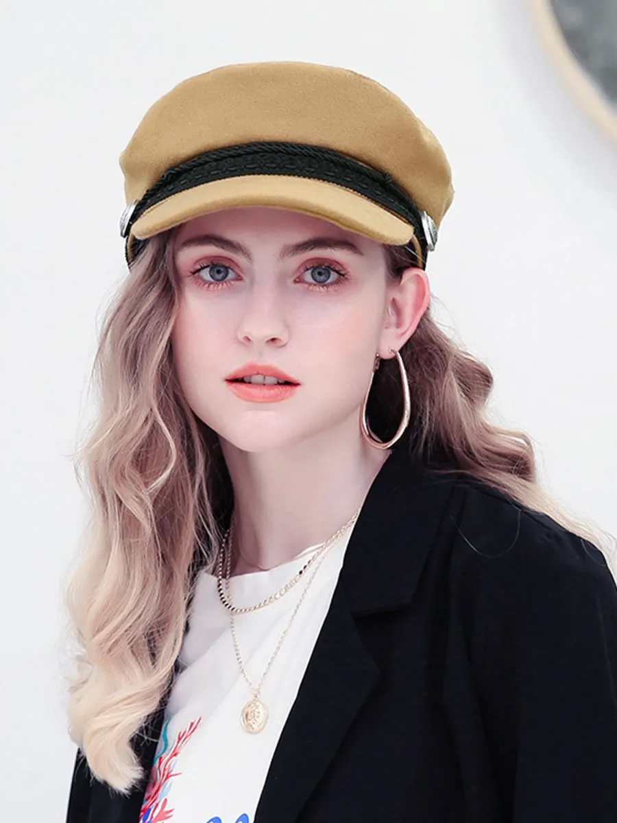 Streetwear Hat Fashion Wool Octagonal Cap