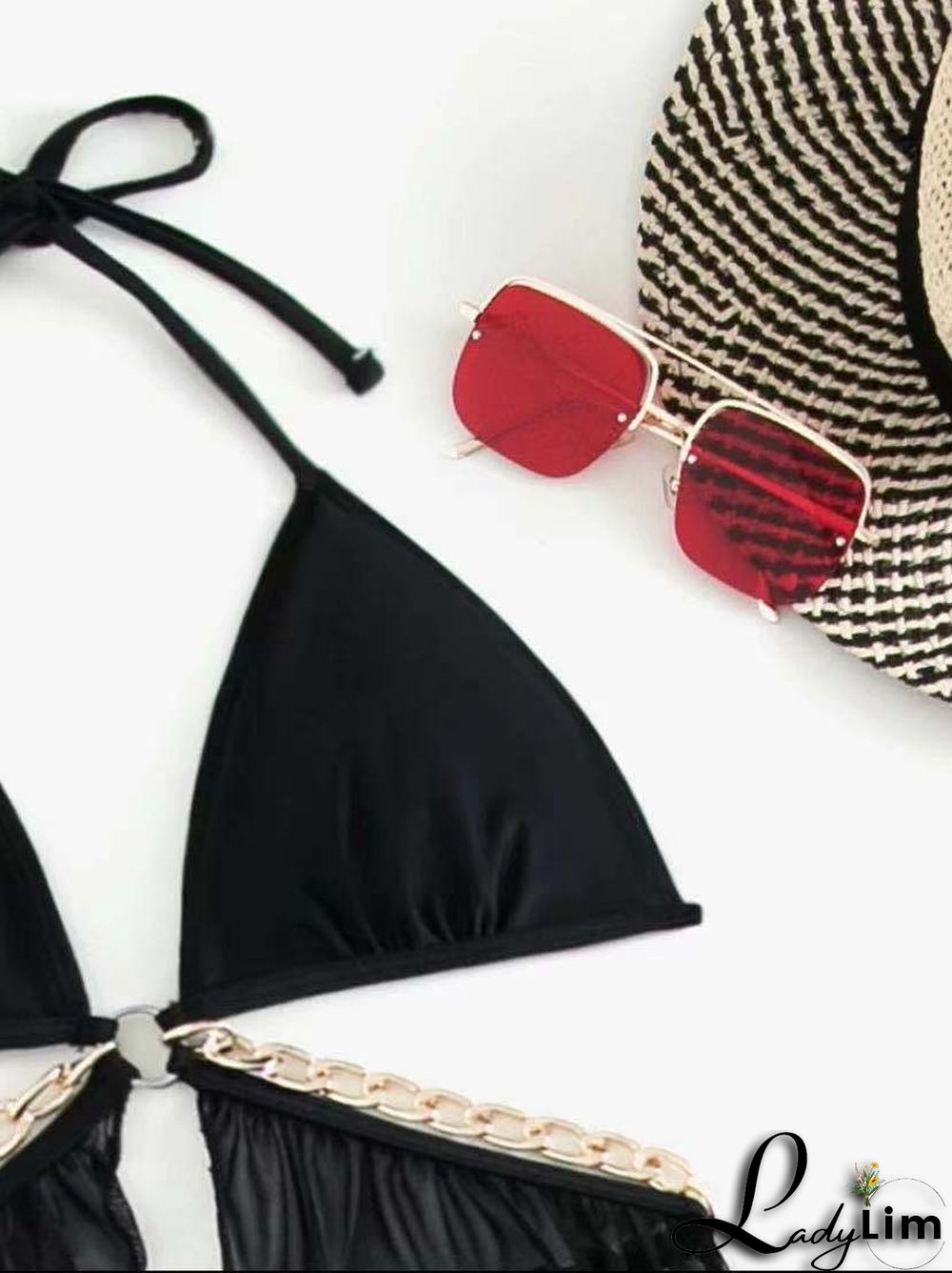 Solid color slim triangle suit - Ladylim