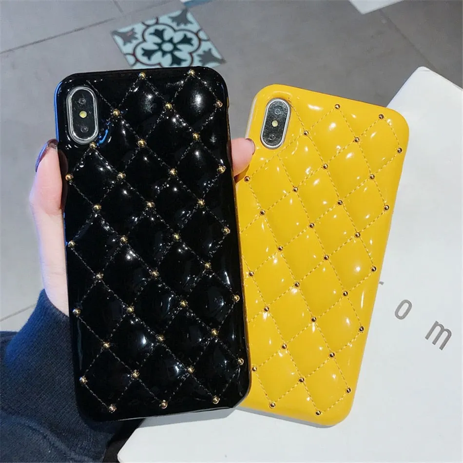 Luxury Quilted and Bejewelled Leather Bling Phone Case