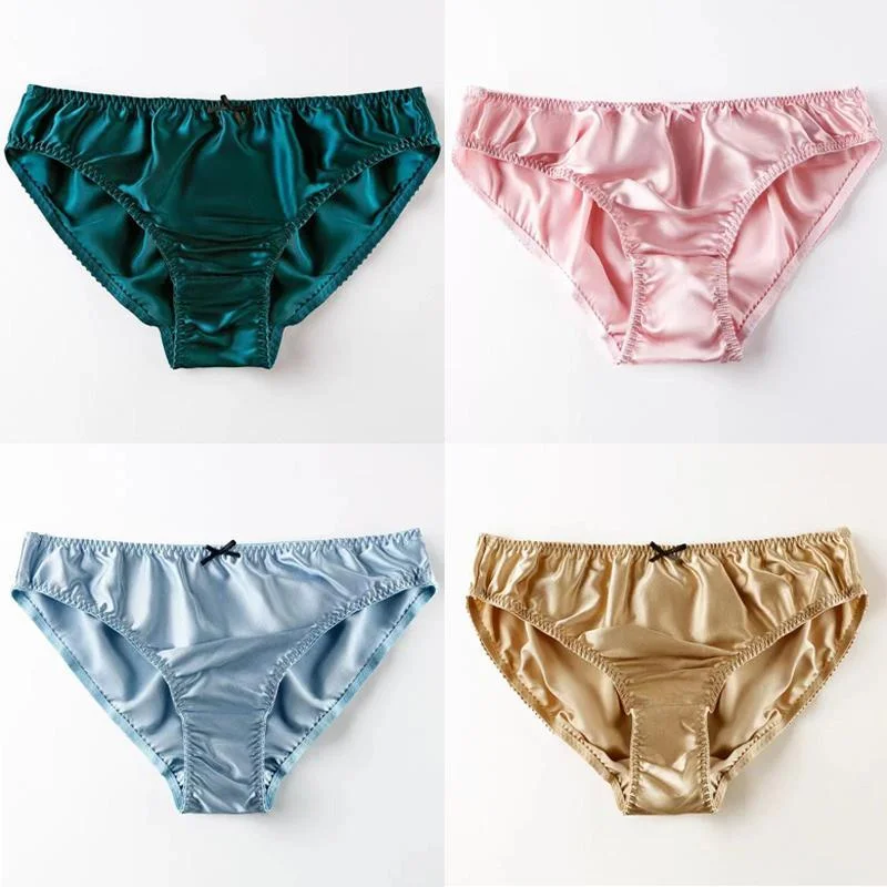 Men's Silk Simple Solid Color Panties