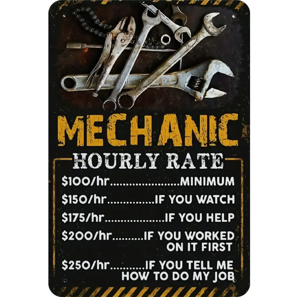 Mechanic price list - Vintage Tin Signs - （8*12Inch)