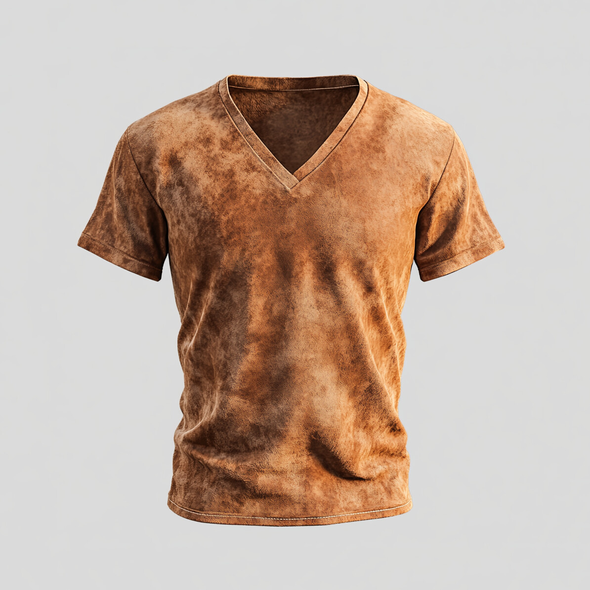 Men's Casual V Neck Short Sleeve Suede T-Shirt