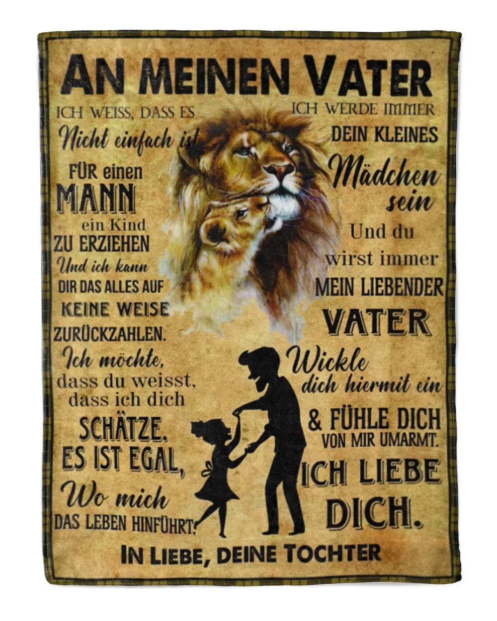 Decke Löwe - von Tochter zum Vater - Vatertag Geschenk für Papa
