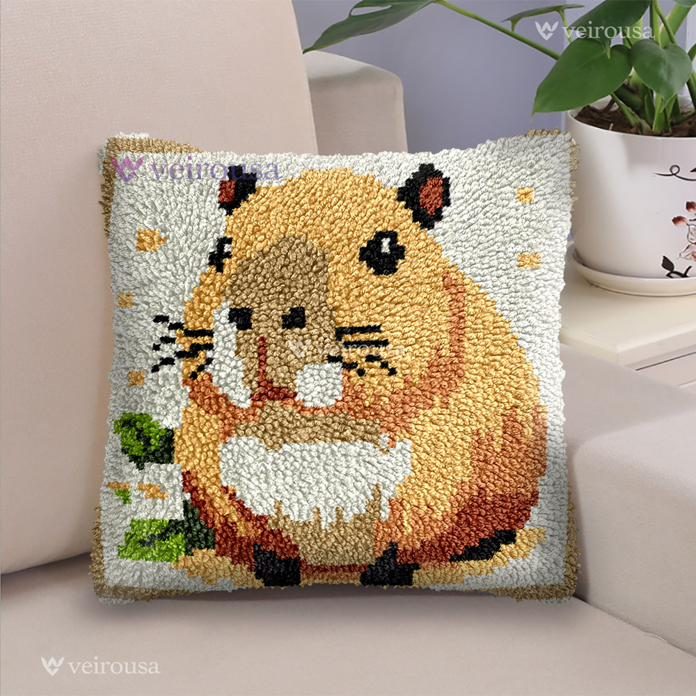 Cute Capybara Latch Hook Pillow Kit Hooked Cushion Set Hook Rug for ...