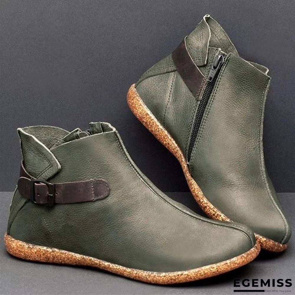 Flat Round Toe Retro Soft Boots - EGEMISS