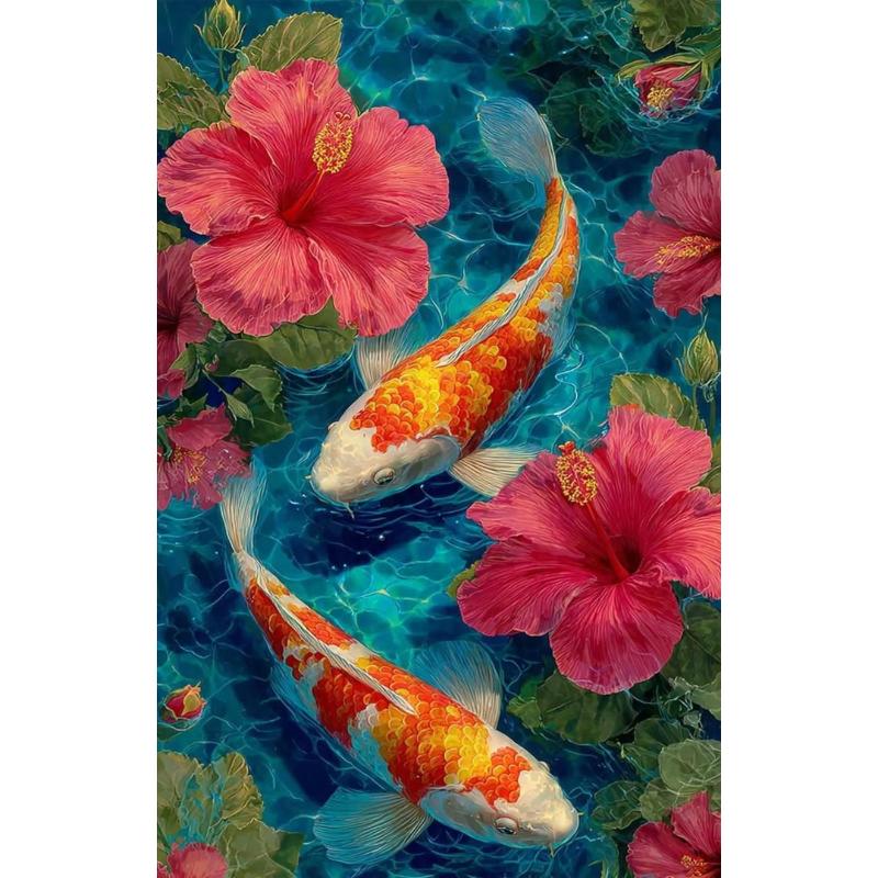 Jen's Diamond Creations Collaboration |Koi Fish Hibiscus Pond– Partial ...