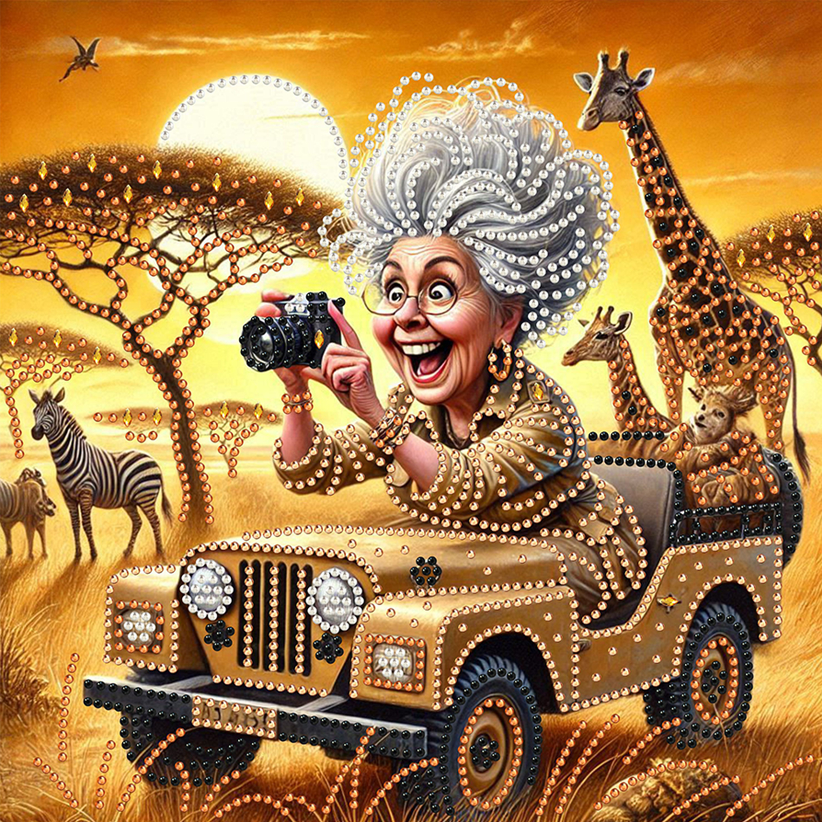 Cute Grandma 30*30cm (Canvas) Special Shaped Drill Diamond Painting