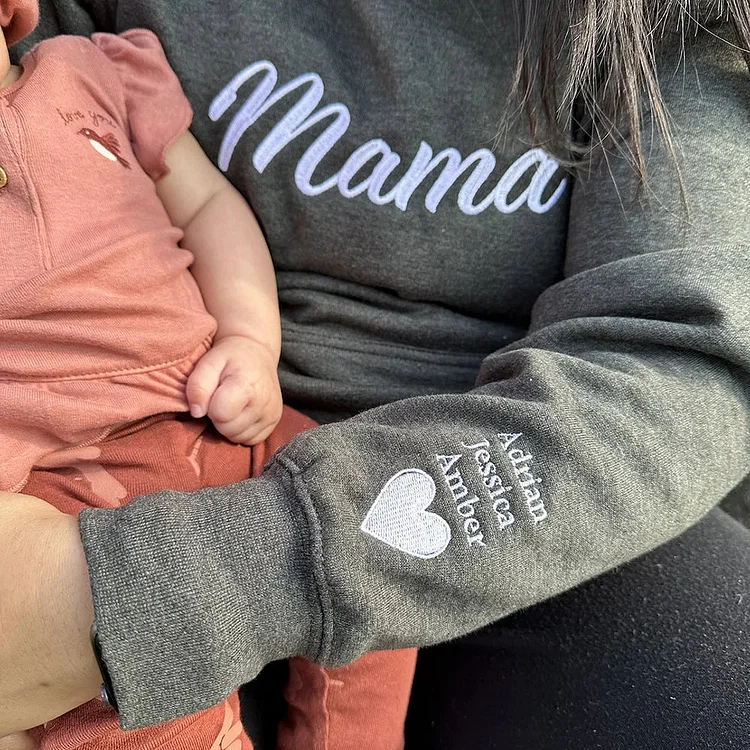 Custom Embroidered Mama Sweatshirt with Names, Mothers Day Gift for Mom