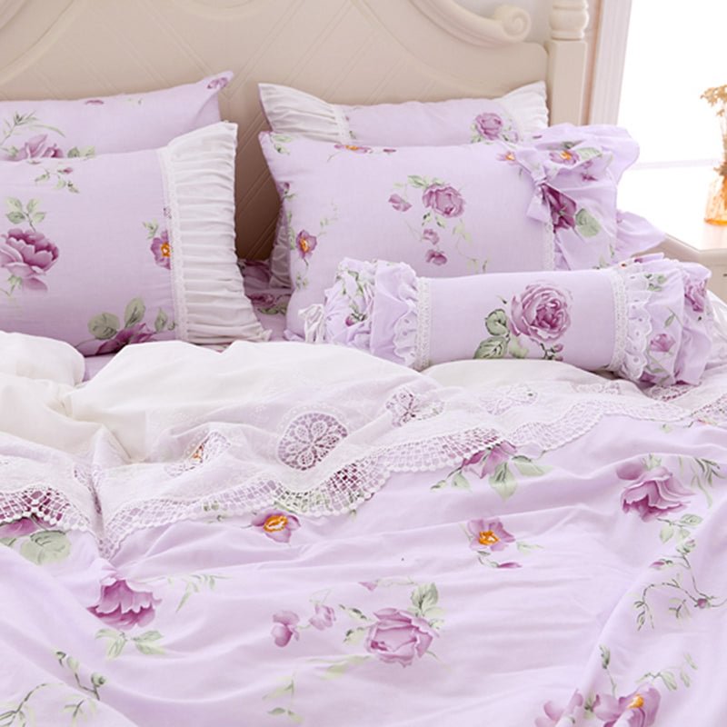100% Cotton Floral Printed Princess Bedding Set Twin King Queen Size ...