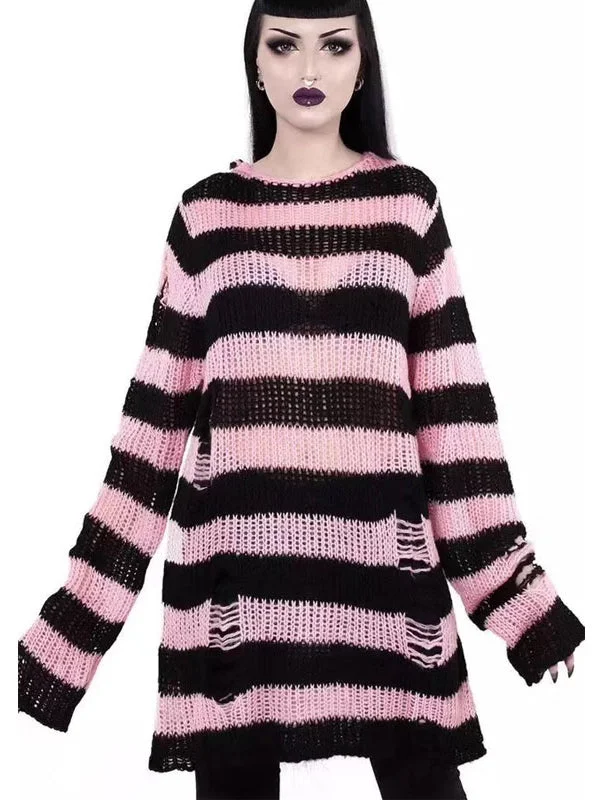 Punk Gothic Striped Sweaters