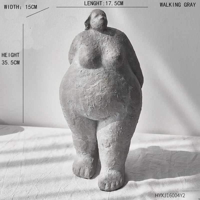 Creative Fat Woman Sculpture Resin Statue Character Model Modern Home ...