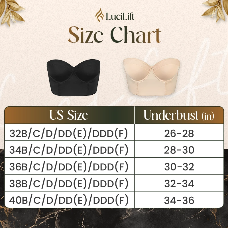 LuciLift - Low Back Strapless Bra - Premium Fabric