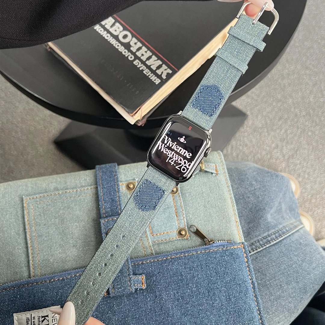 Denim Embroidery Watch Band