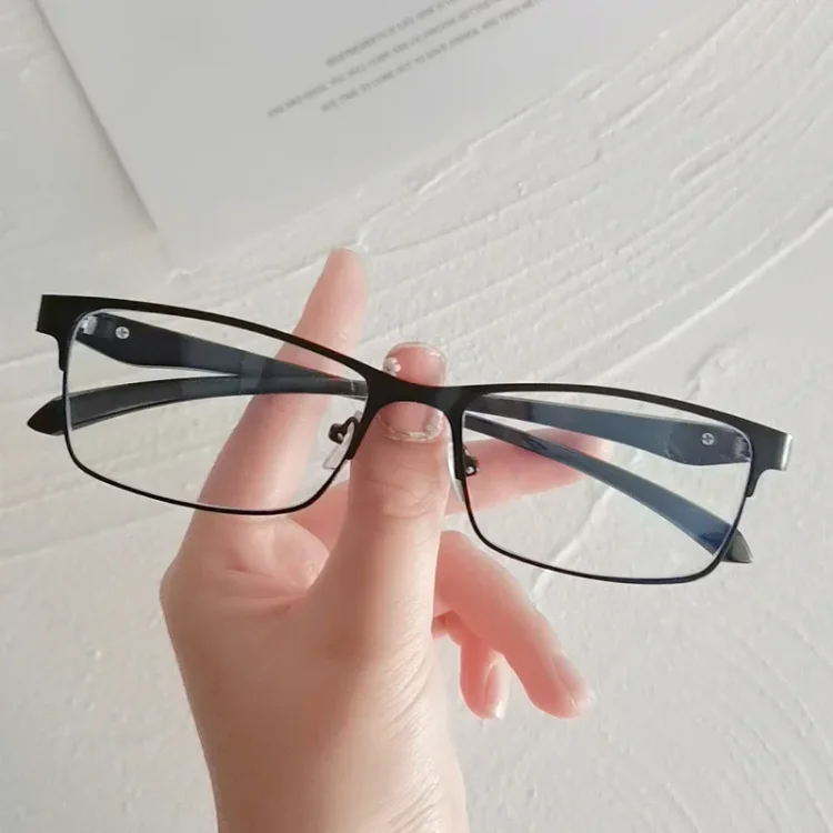 New Male Half Frame Business Myopia Glasses Blue Light Blocking Eye ...