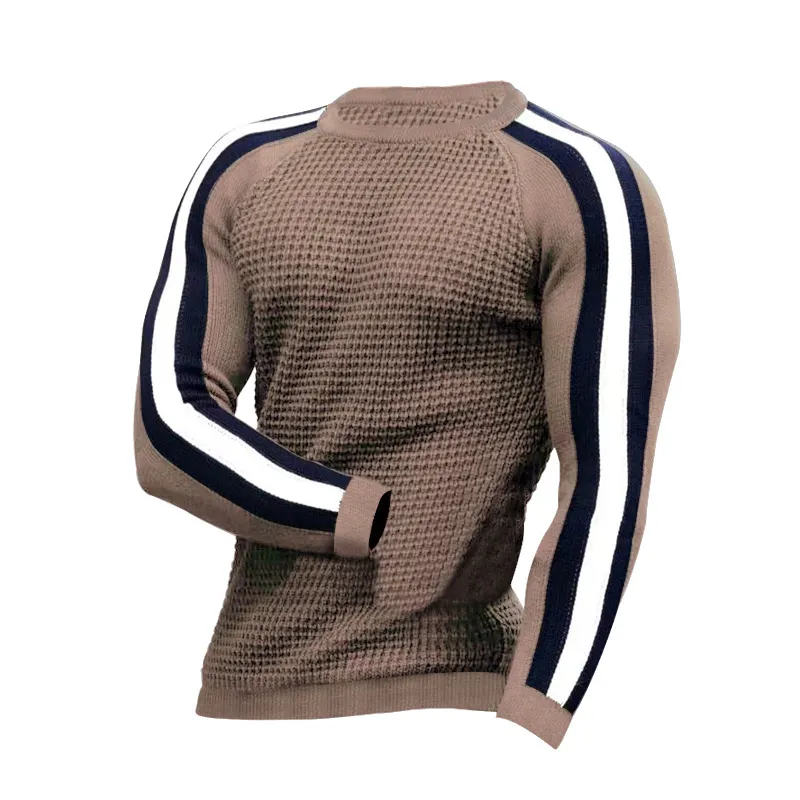 Waffle Sleeve Printed Sweater