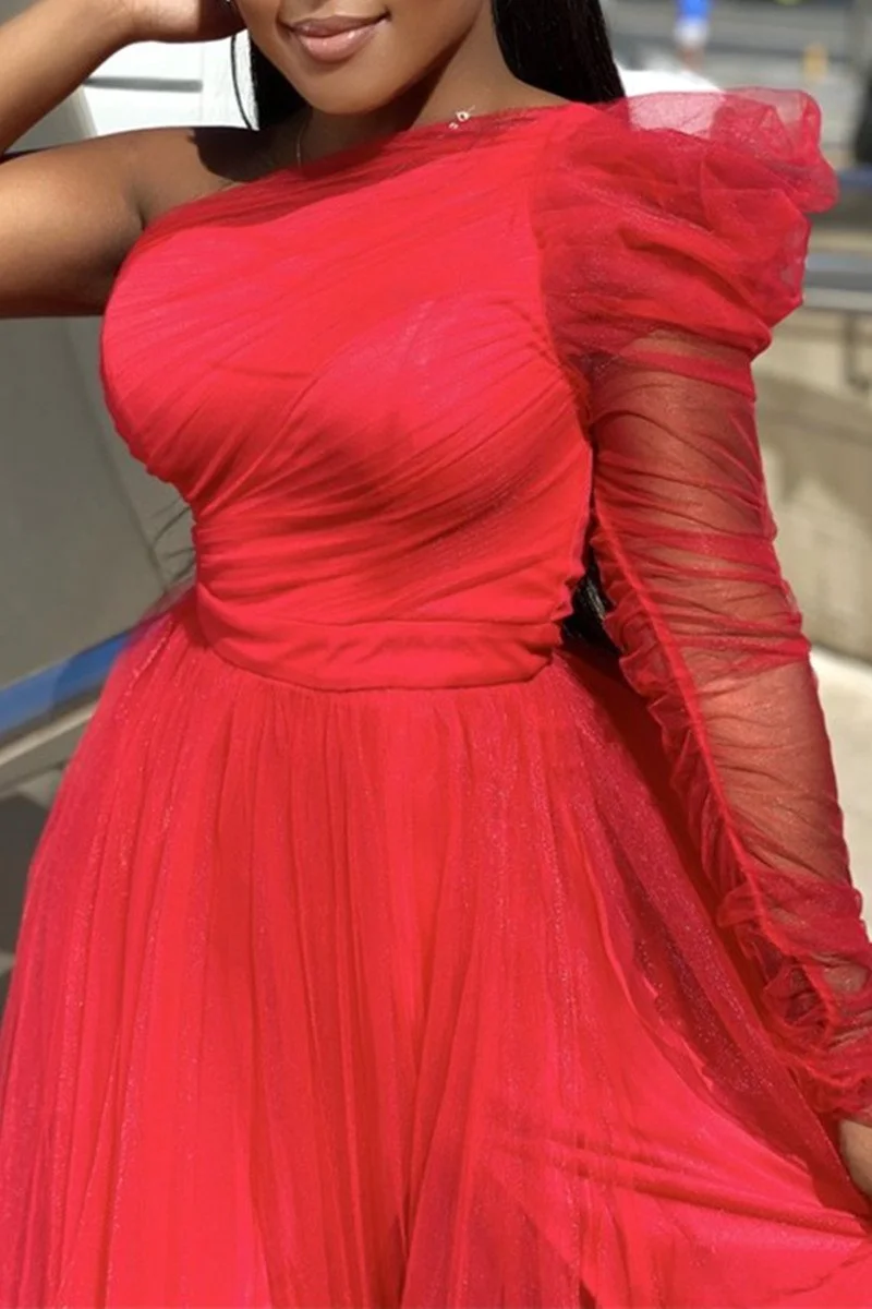 Plus Size Single Sleeve Elegant Party Wedding Guests Bridesmaid Tulle ...