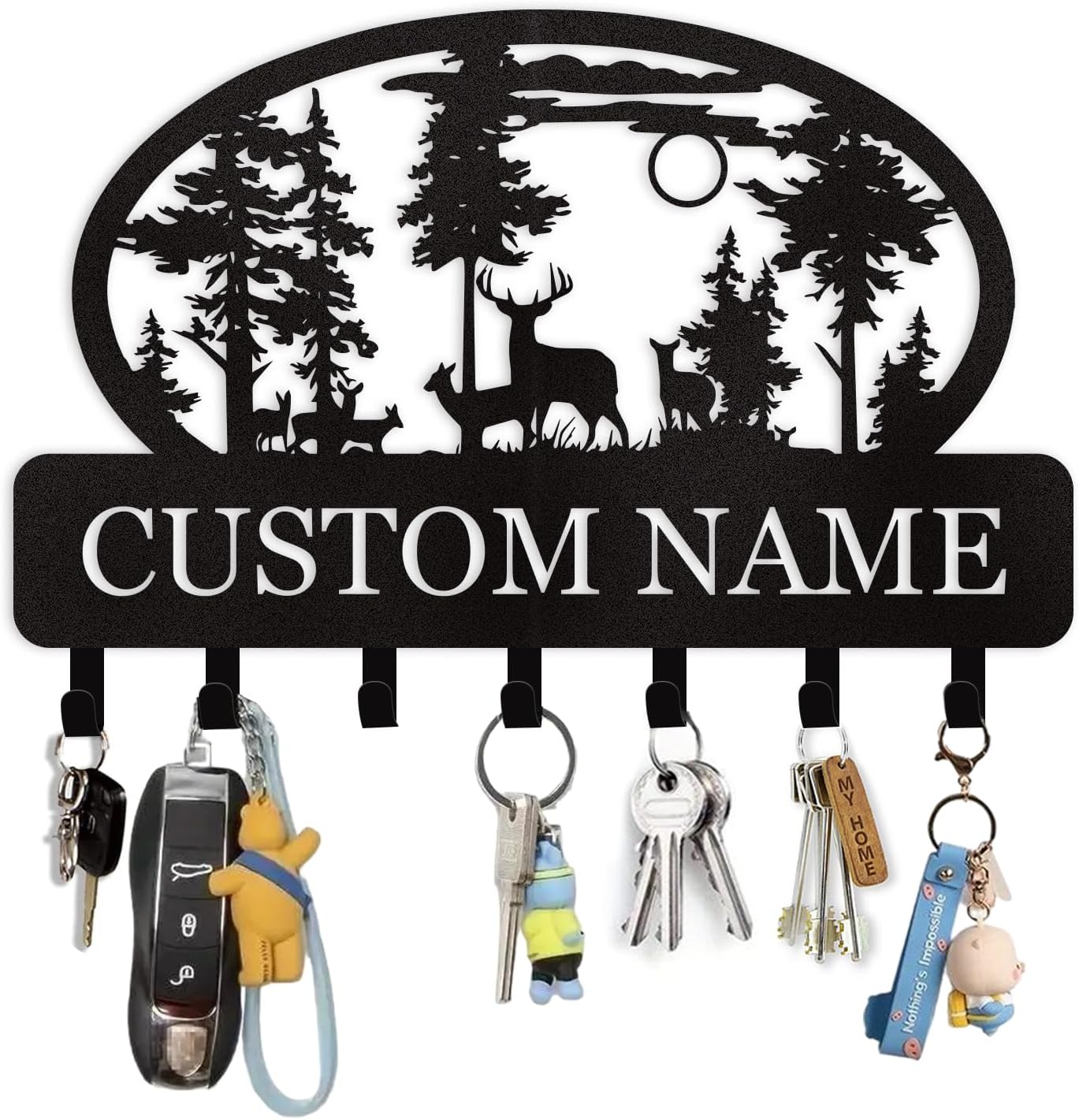 Personalized Key Holder for Wall, Custom Metal Deer Cabin Key Hooks ...