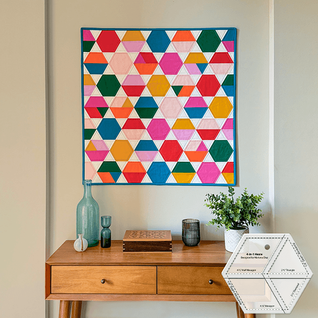 4-in-1 Hexie Sewing Ruler - With Instructions